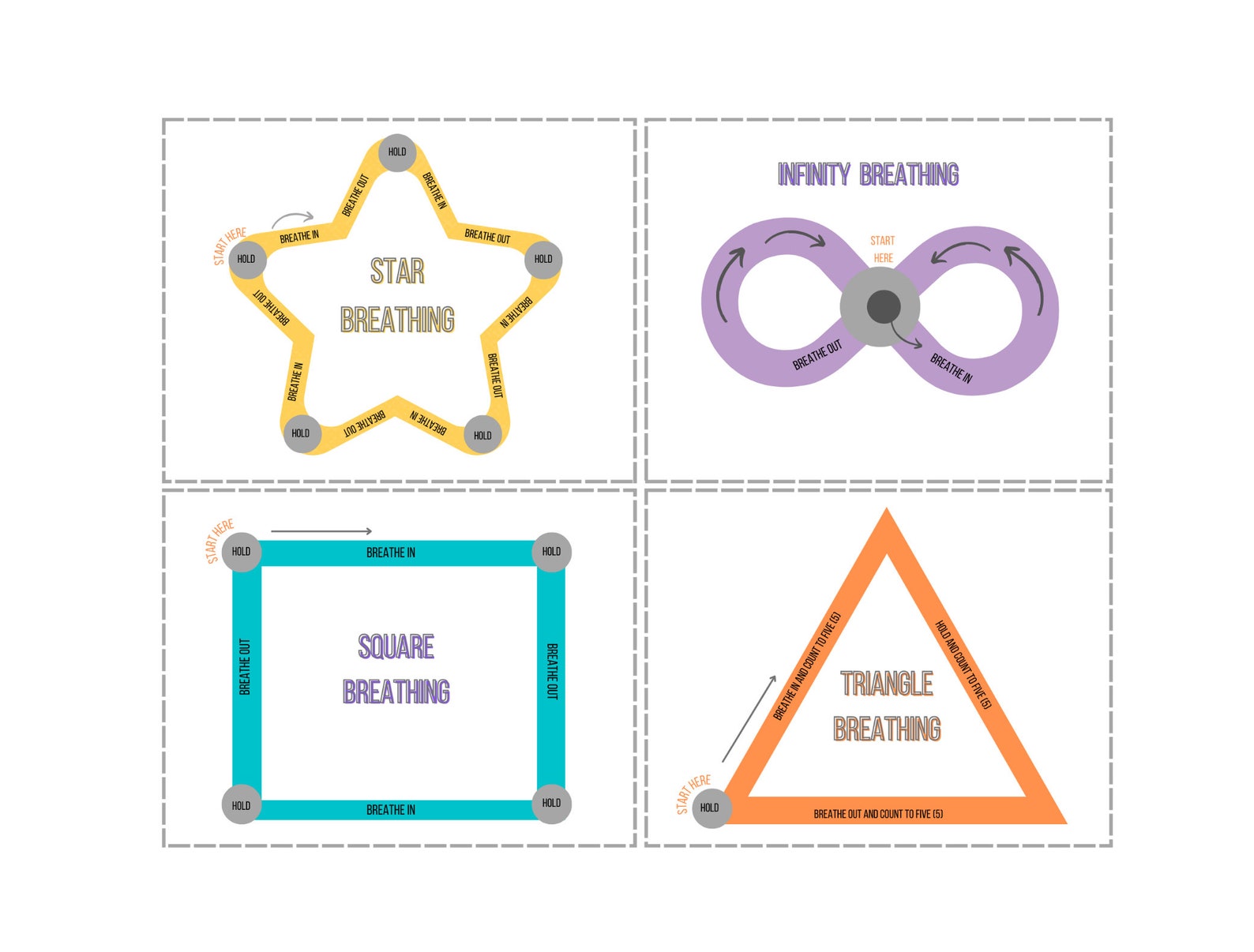 Mindfulness Breathing Cards , Breathing Shapes ,meditation Activity ...