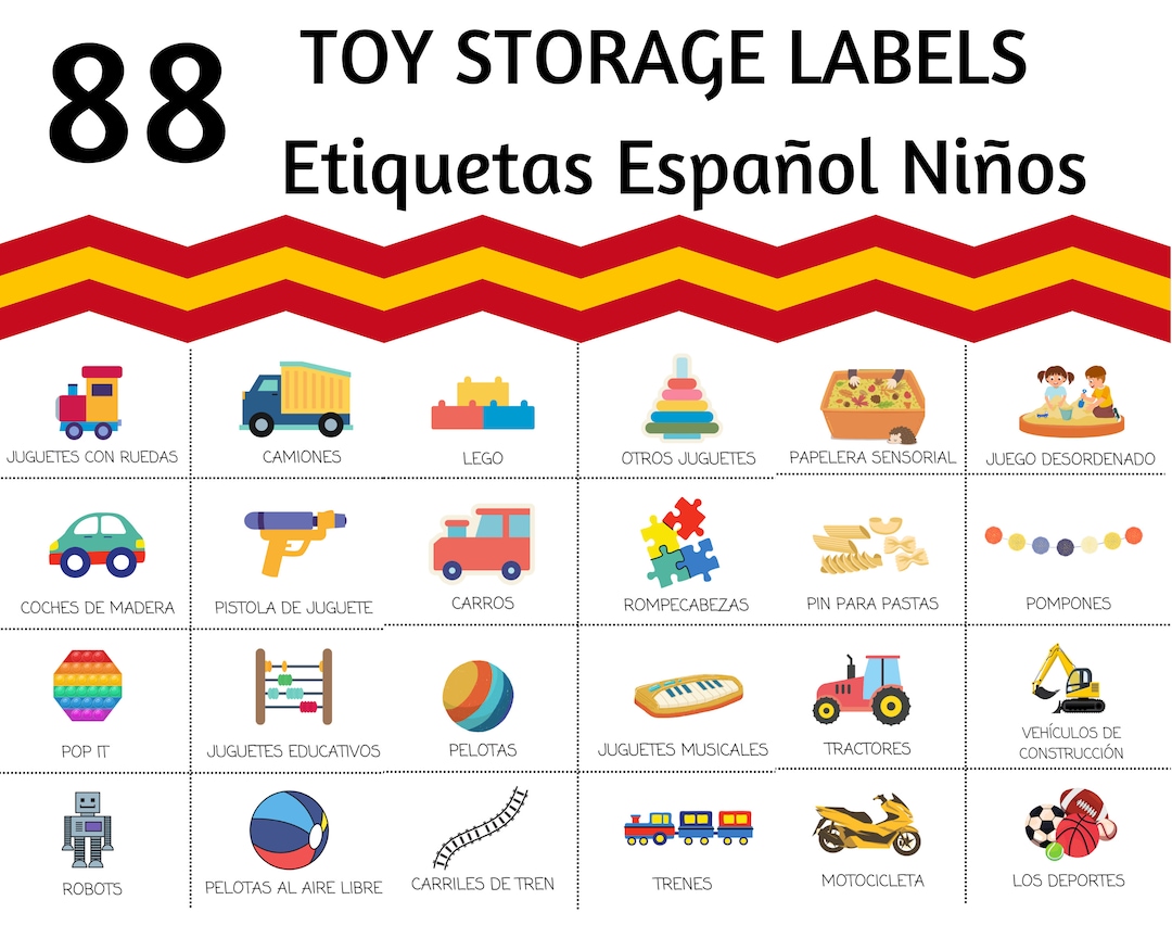 Toy Storage Labels Spanish, Etiquetas Español Niños, Toy Trofast Bin ...