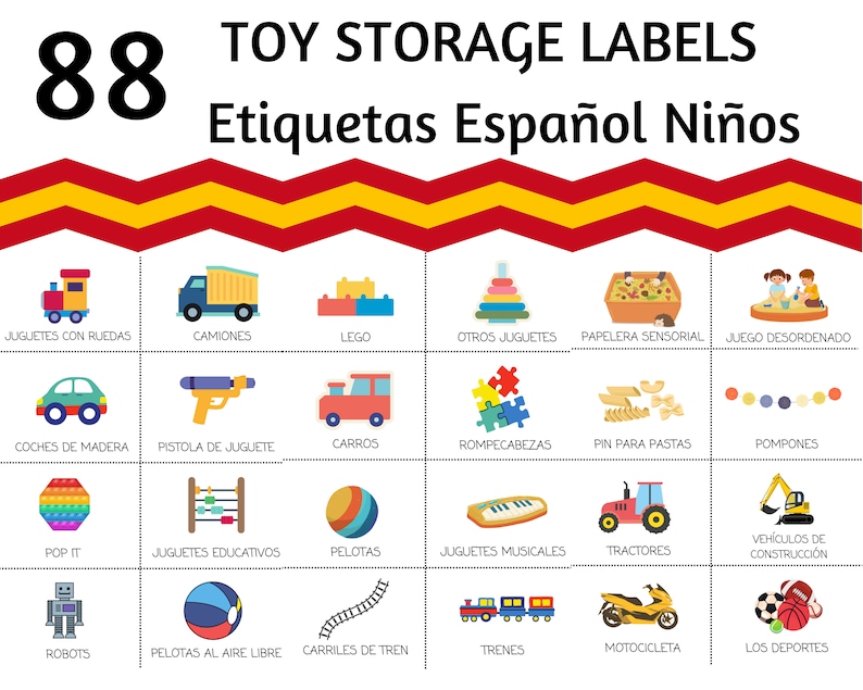Toy Storage Labels Spanish, Etiquetas Español Niños, Toy Trofast Bin ...