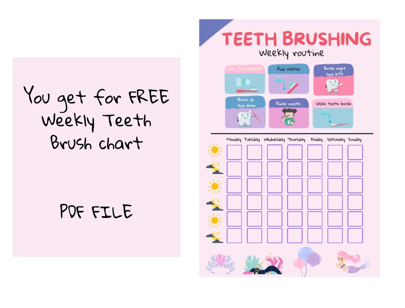 Teeth Brusing Chart, Toddler Girl Routine, Mermaid Theme, Brush Your ...