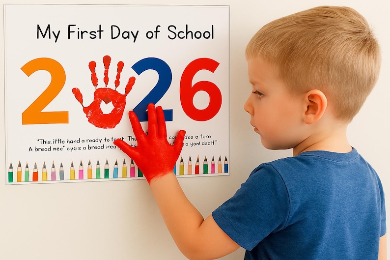 First Day of School 2026 Printable | Handprint Keepsake Craft | Back to ...
