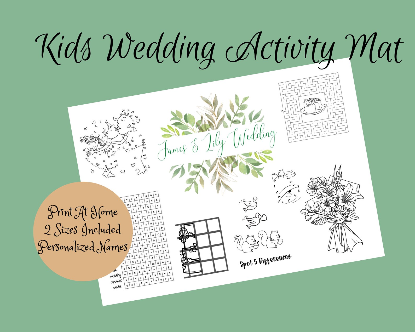 Kids Wedding Activity Mat - Childrens Wedding Activity Pack ...