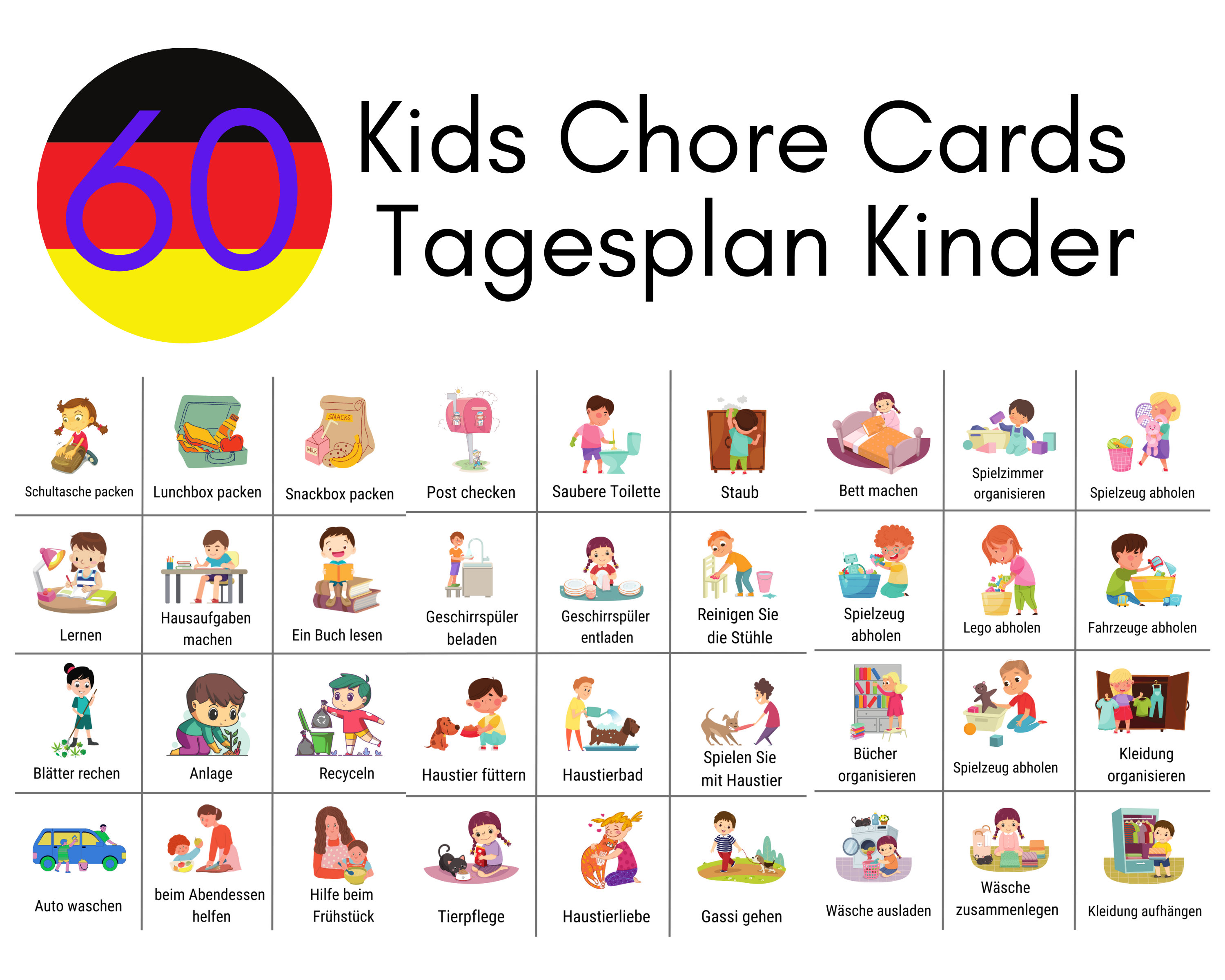 Tagesplan Kinder, Montessori Routine Karten, Wochenplan Kinder ...