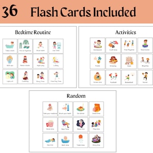 36 Kids Evening Bedtime Routine Flashcards, Kids Activity Chart ...