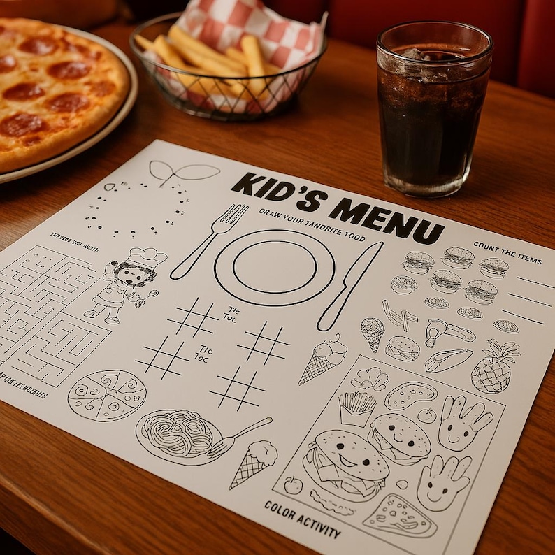 Printable Kids Activity Placemat | Restaurant Template| Kid's Screen ...