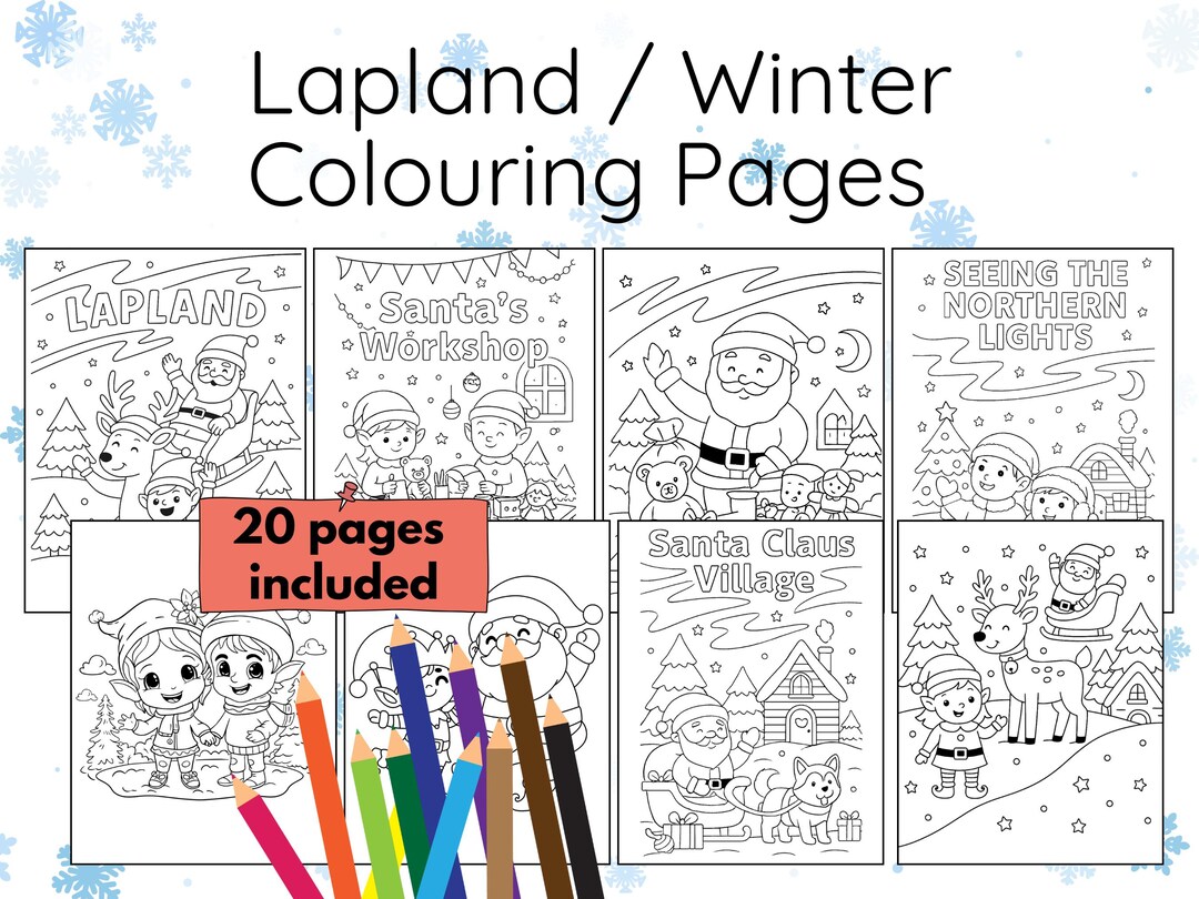 Lapland Coloring Pages for Kids | 20 Page Arctic Holiday Printable ...