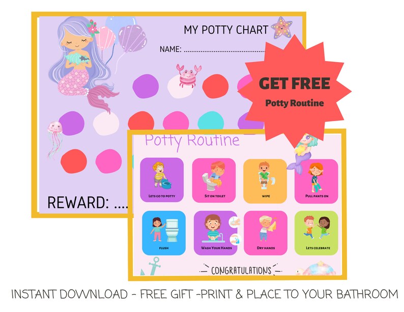 Printable Reward Chart Mermaid Girl Potty Training Chart - Etsy