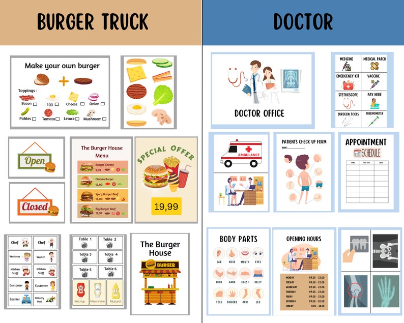 Printable Pretend Play Bundle | 10 Dramatic Play Sets for Kids | Role ...