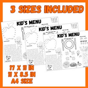 Printable Kids Activity Placemat | Restaurant Template| Kid's Screen ...