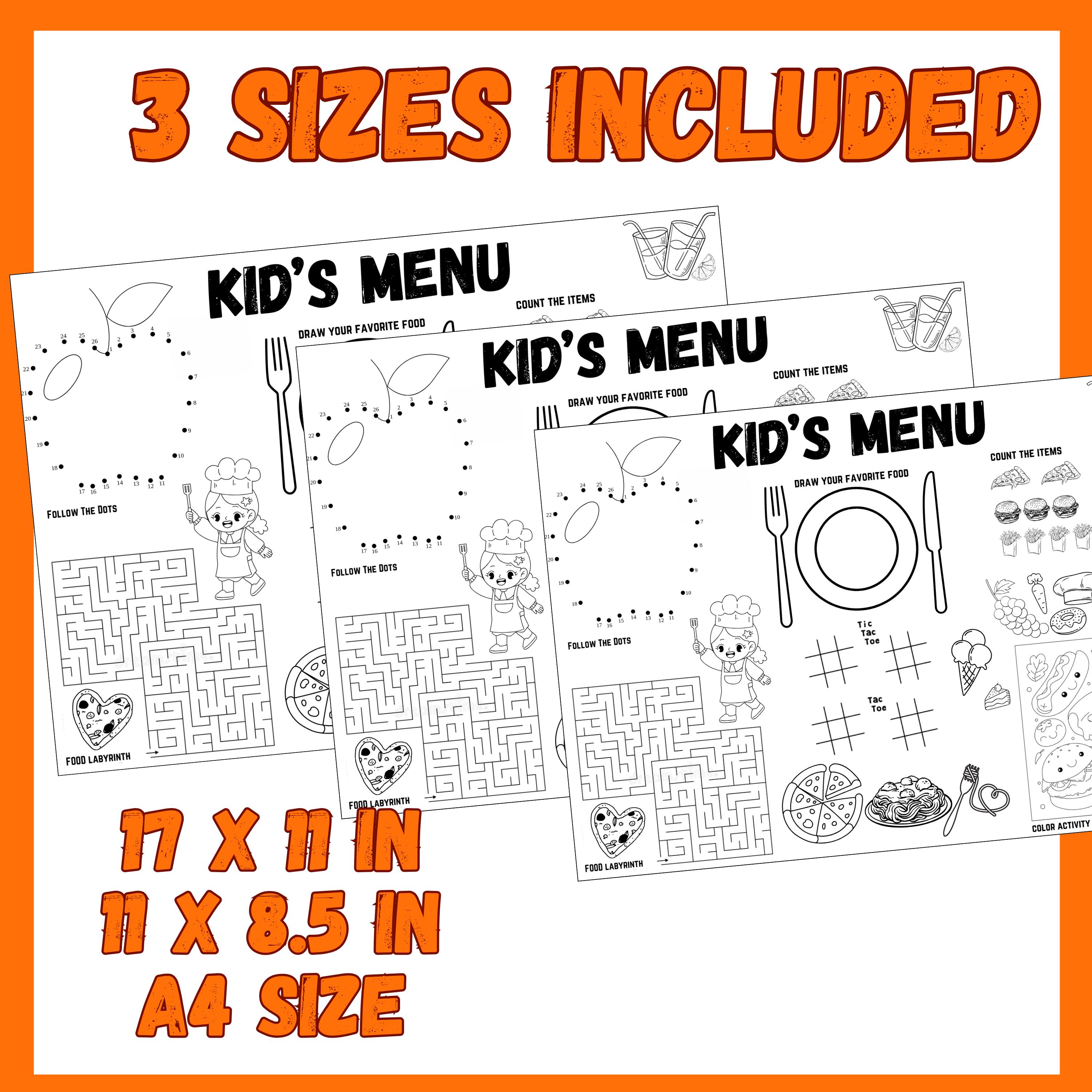 Printable Kids Activity Placemat | Restaurant Template| Kid's Screen ...