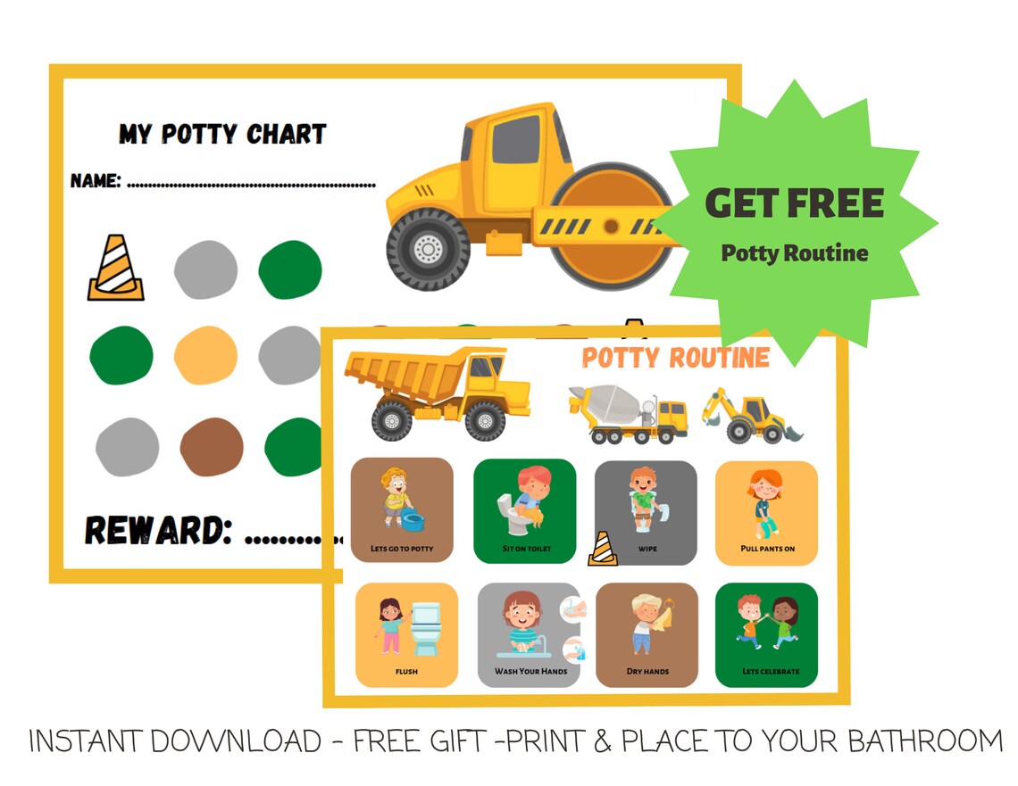 Printable Reward Chart Construction Theme Potty Training Chart Potty ...