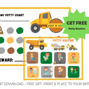 Printable Reward Chart Construction Theme Potty Training Chart Potty ...
