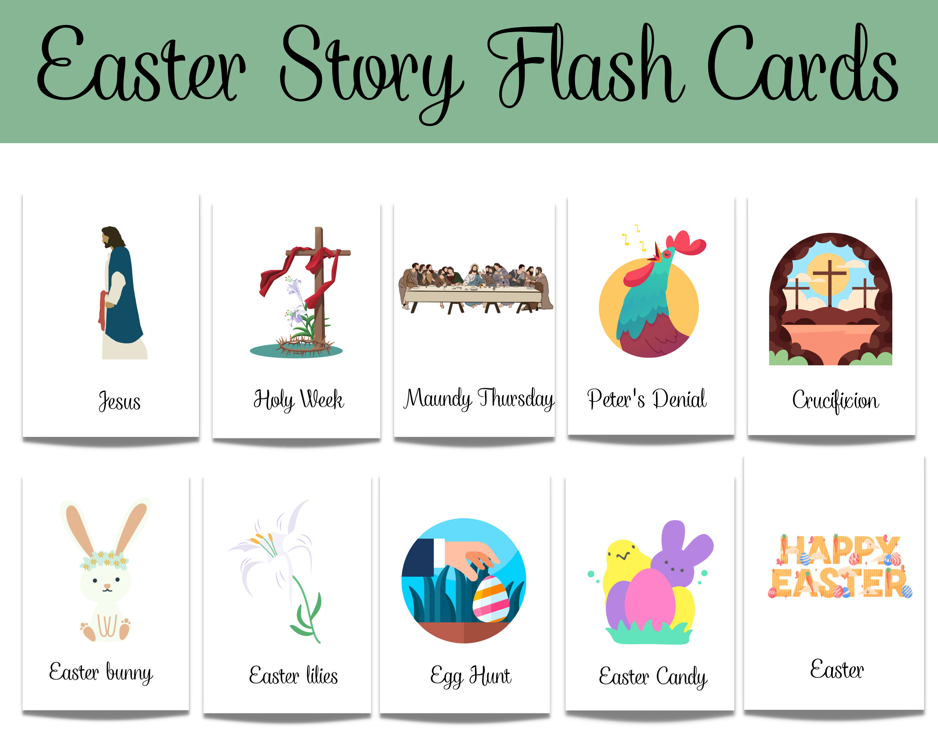 16 Easter Story Cards, Easter Story Printable, Holy Week Activities for ...