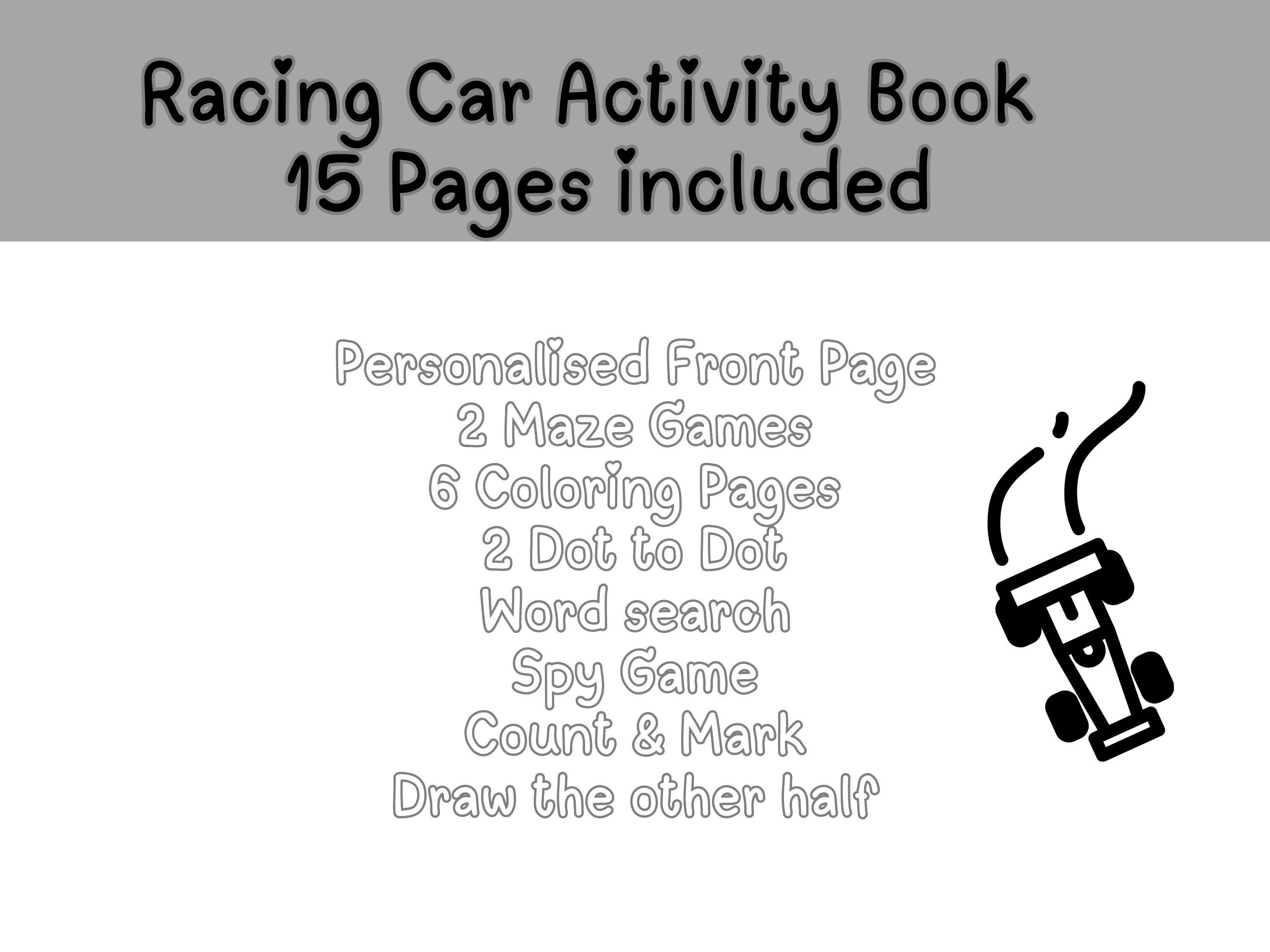 Printable Race Car Birthday Activity Book | 15 Pages for Kids Party ...