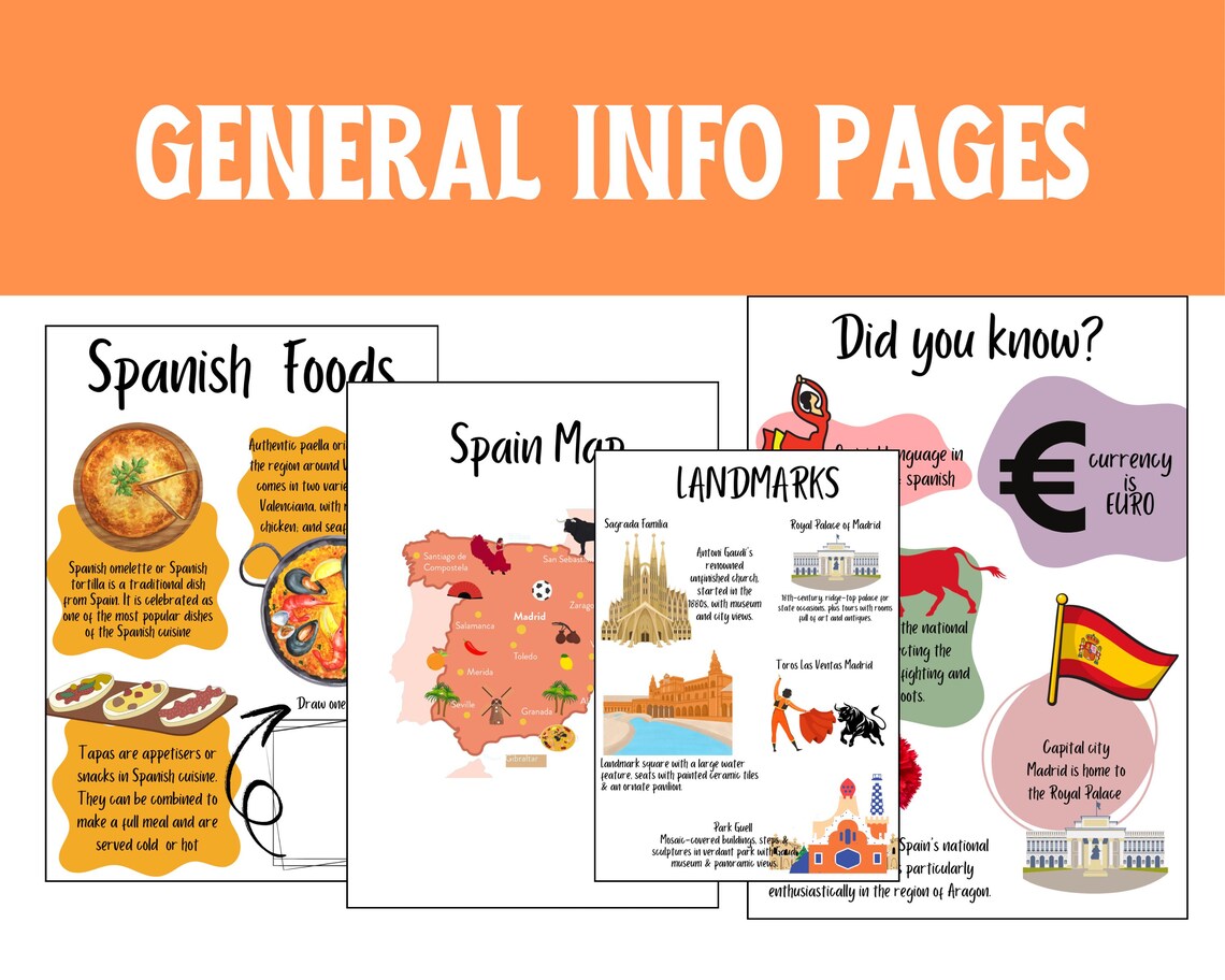 Spain Travel Activities, Kids Printable Worksheets for Barcelona ...