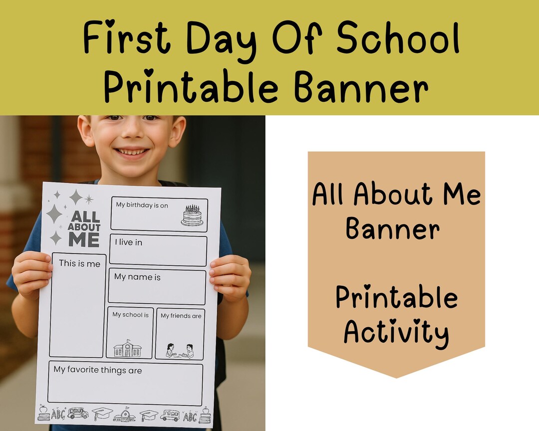All About Me Banner,first Day of School Printable Activity, Student ...