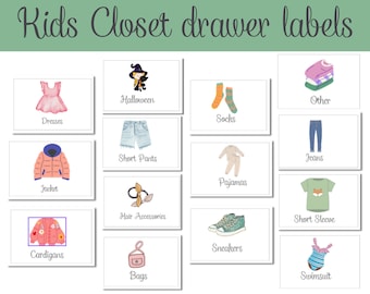 Printable Kids Clothing Labels Dresser Drawers Closet Storage Labels ...