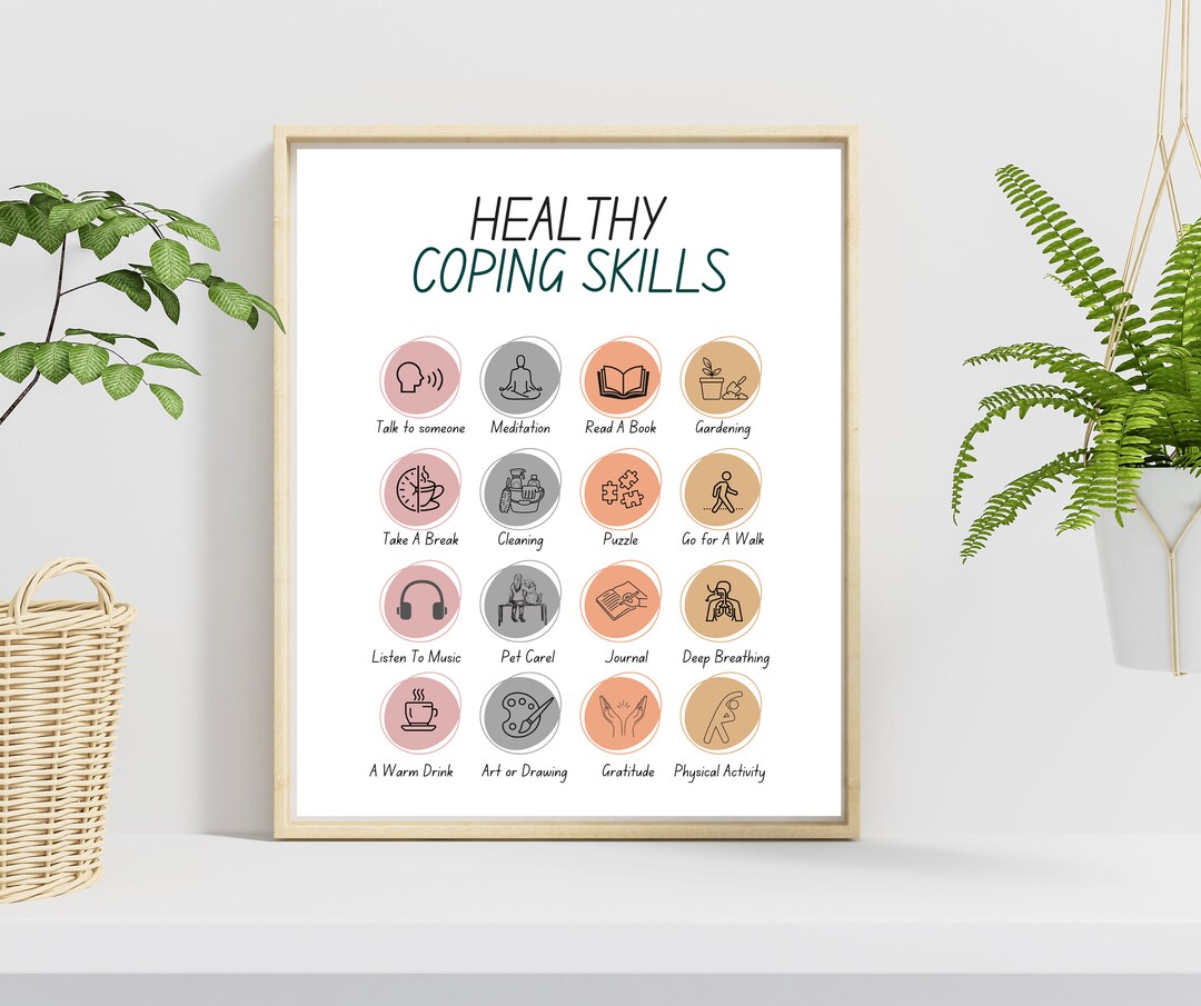 Healthy Coping Skills, Therapy Poster, Self Care, Therapy Office Decor ...
