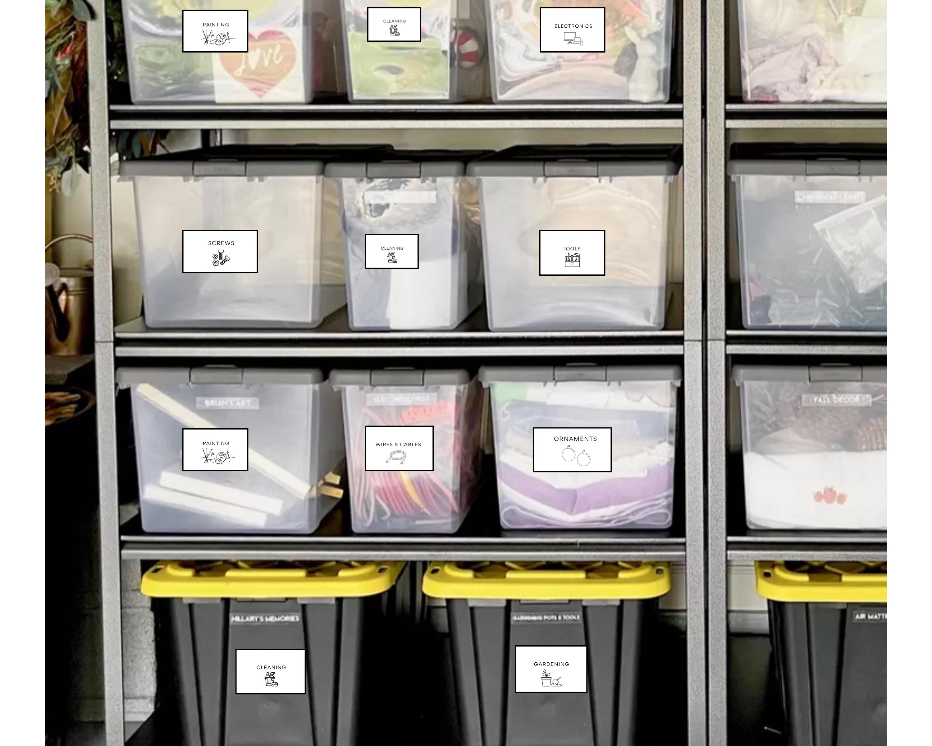 Garage Organization Labels | Basement Storage Bin | Workshop & Tools ...