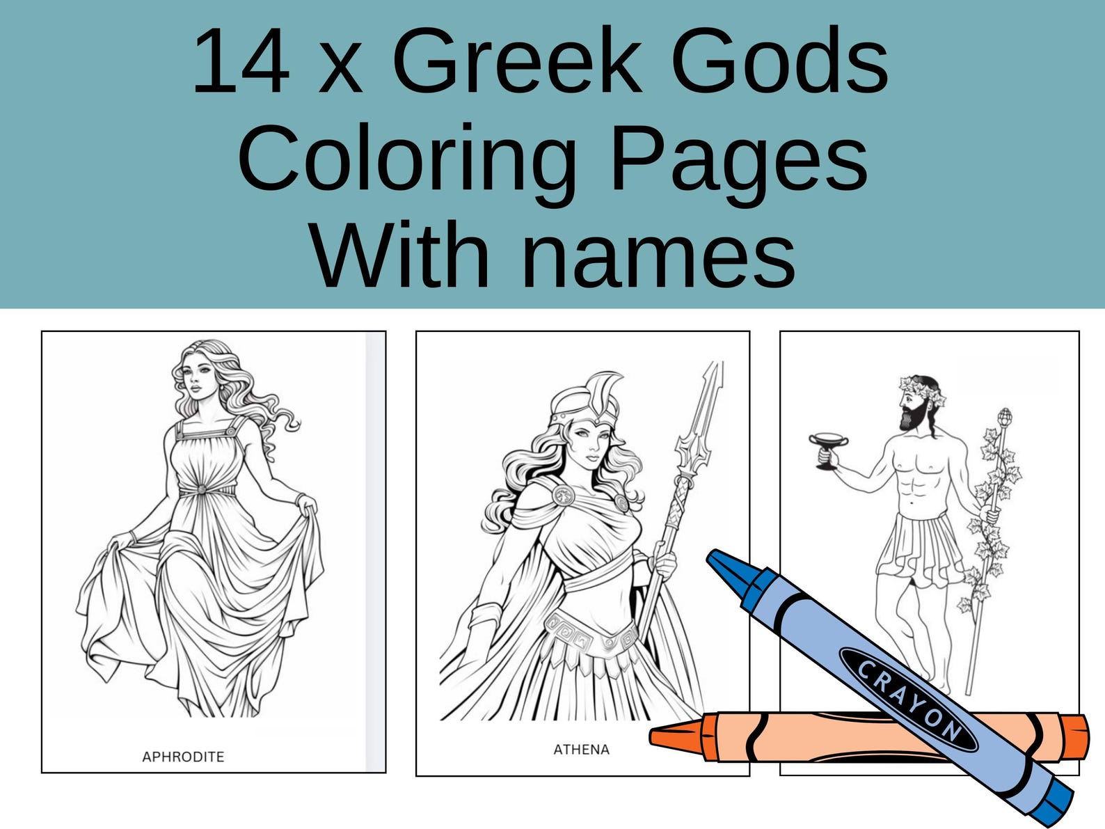 Greek Gods Printable Coloring Pages for Kids, Roma God Classroom and ...