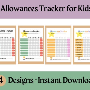 Allowance Tracker for Kids - Printable Weekly Allowance Chore Chart ...