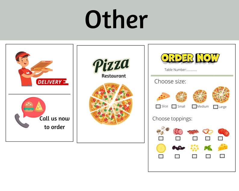 Printable Pizza Restaurant Dramatic Play Set | Pretend Play Menu, Order ...