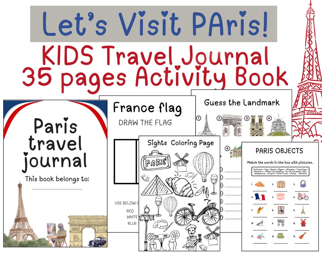 Paris Kids Activities, Travel Journal, France Worksheets, Printable ...