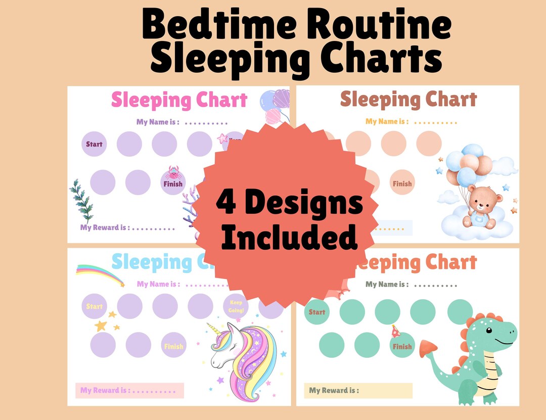 Set of 4 Sleep Reward Chart, Sleep Through the Night Chart, Girl Good ...
