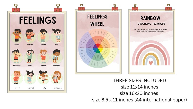 6 Calming Corner Posters ,feelings Poster, Feelings Chart, Feelings ...