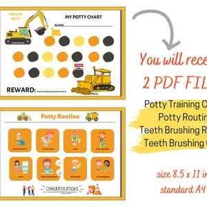 Potty Reward Chart Kit Construction Potty Training Chart - Etsy