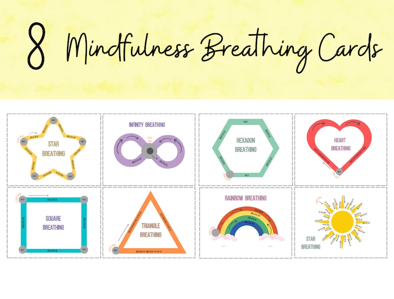 Mindfulness Breathing Cards , Breathing Shapes, Exercise Cards ,calm ... Mindfulness Breathing Cards , Breathing Shapes, Exercise Cards ,calm ...