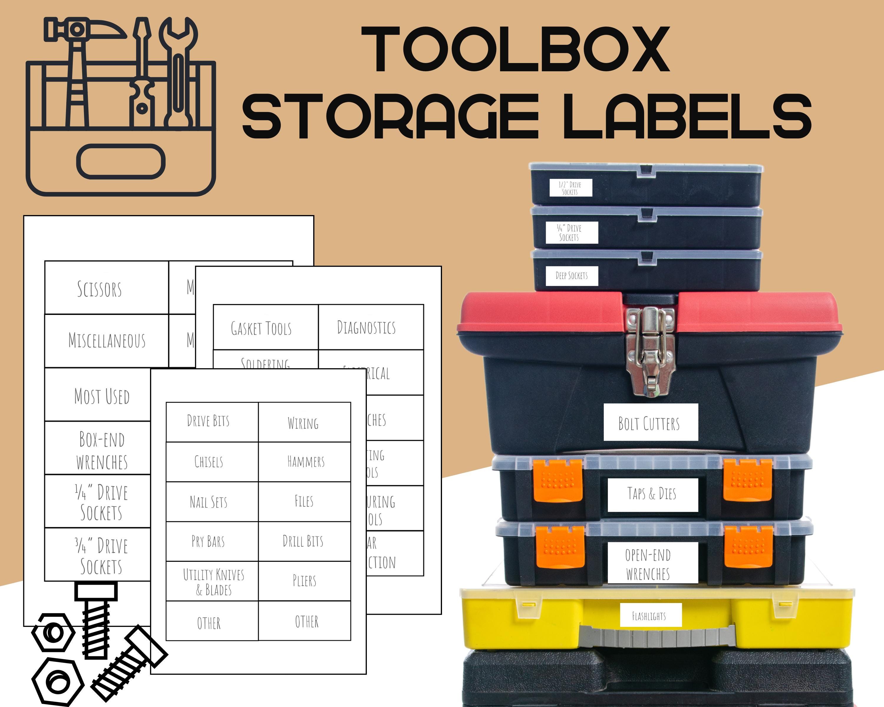 Printable Toolbox Labels | Basement Storage Bin | Garage Workshop Tools ...