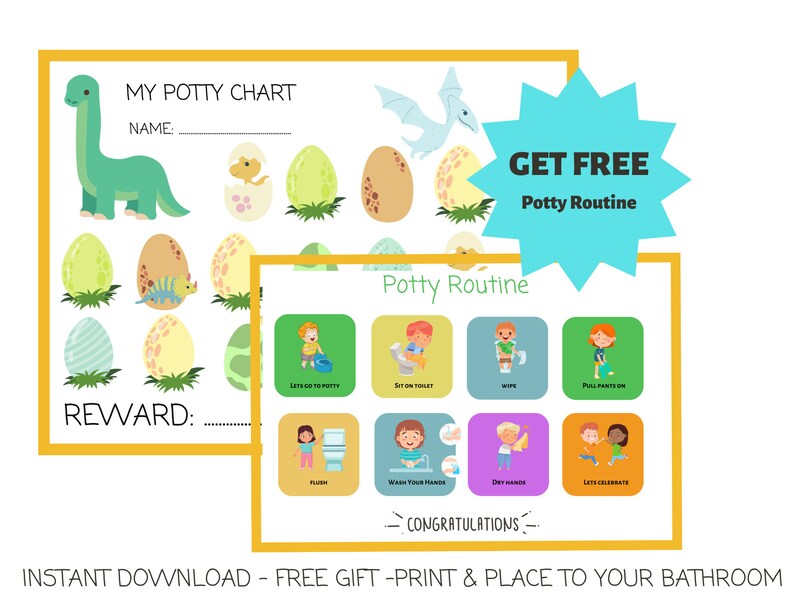 Printable Reward Chart - Dinosaur - Potty Training Chart -dinosaur Eggs ...