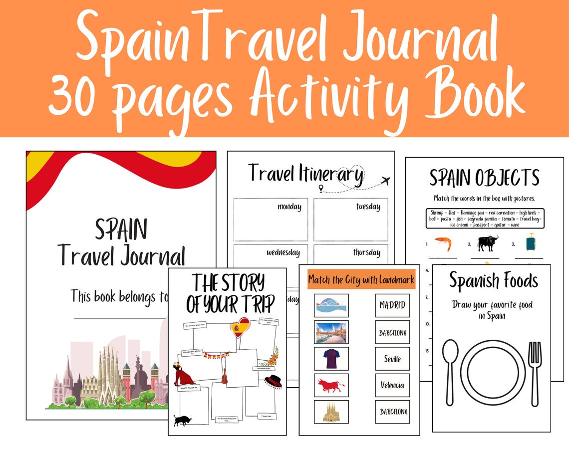 Spain Travel Activities, Kids Printable Worksheets for Barcelona ...