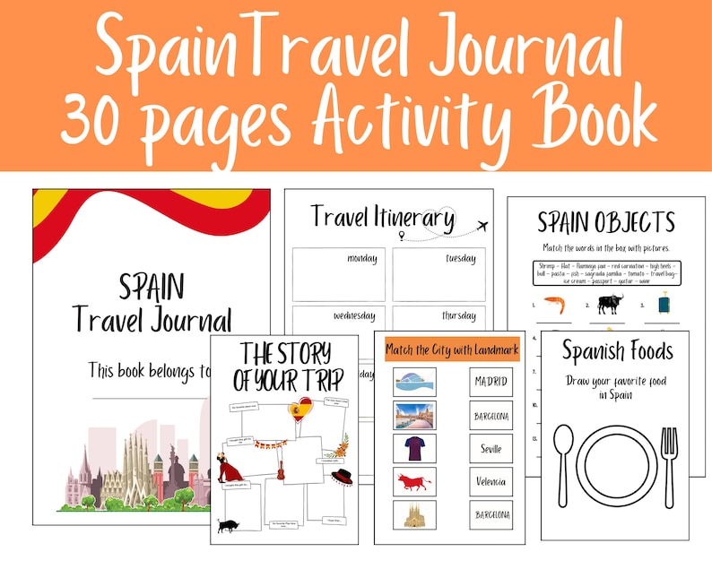 Spain Travel Activities, Kids Printable Worksheets for Barcelona ...