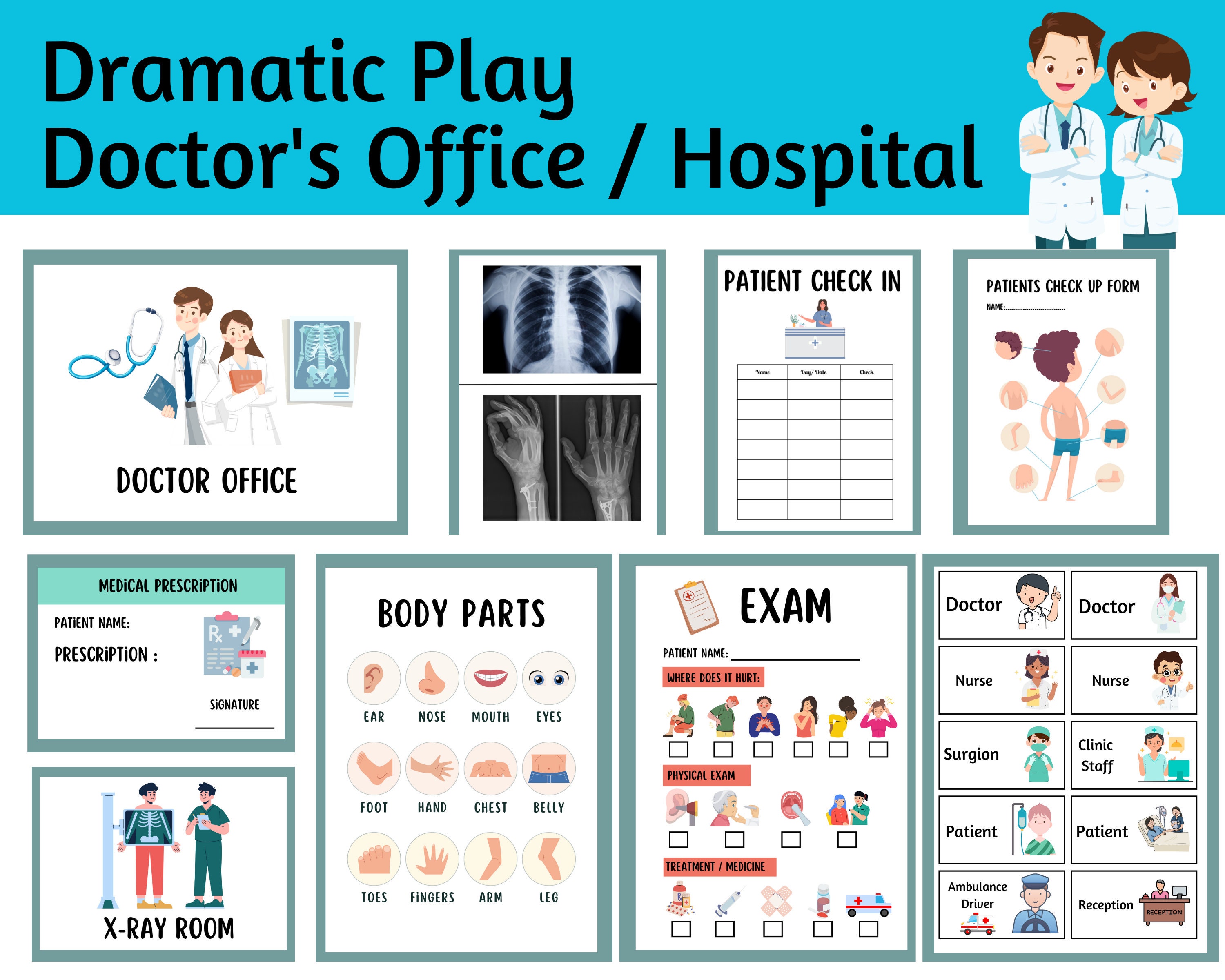 Doctor Printable Pretend Play Clinic Hospital Dramatic Role Play