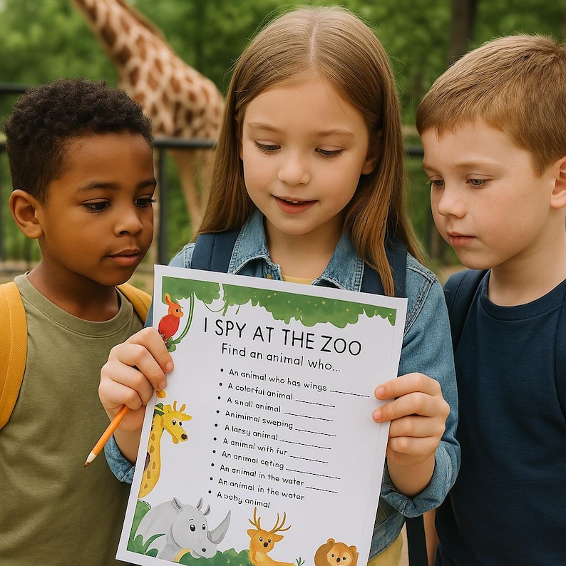 Kids Zoo Scavenger Hunt Printable Activity, I Spy at Zoo Homeschool ...