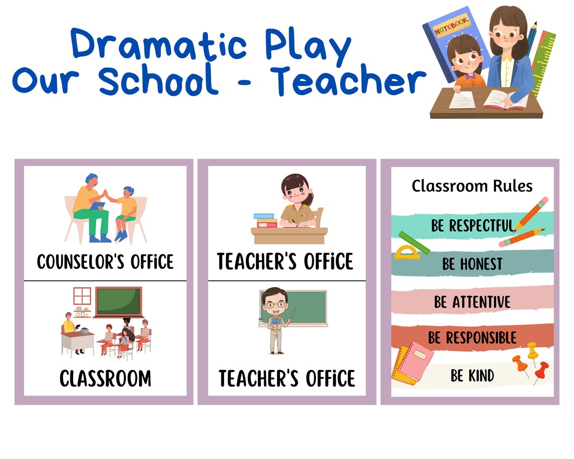 Printable Teacher Pretend Play Set | Classroom Dramatic Play ...