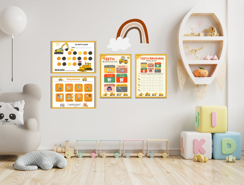 Potty Reward Chart Kit Construction Potty Training Chart - Etsy