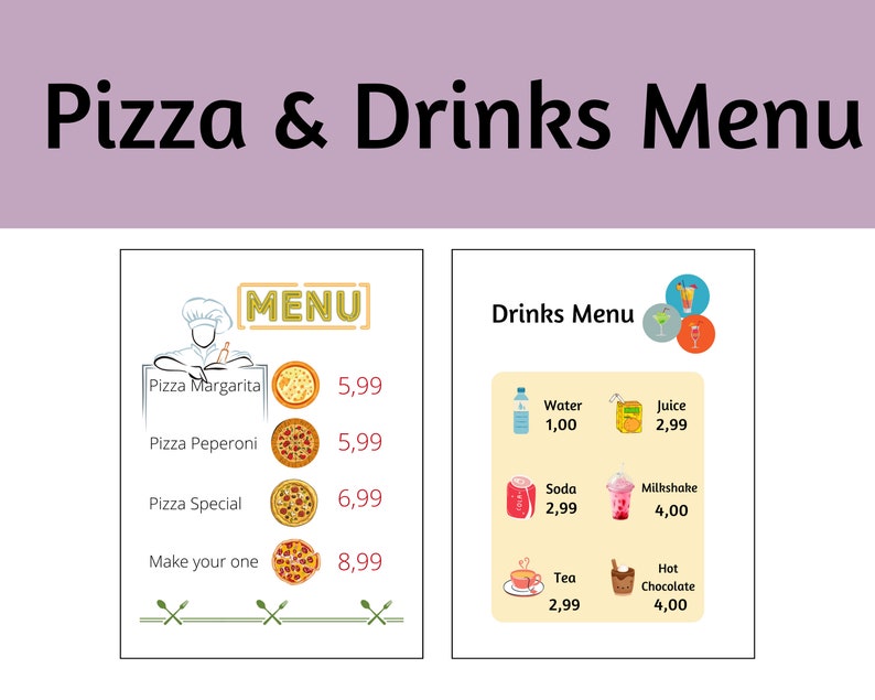 Printable Pizza Restaurant Dramatic Play Set | Pretend Play Menu, Order ...