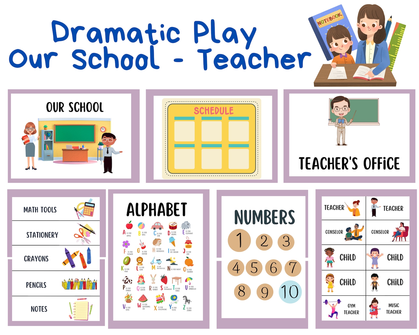 Printable Teacher Pretend Play Set | Classroom Dramatic Play ...