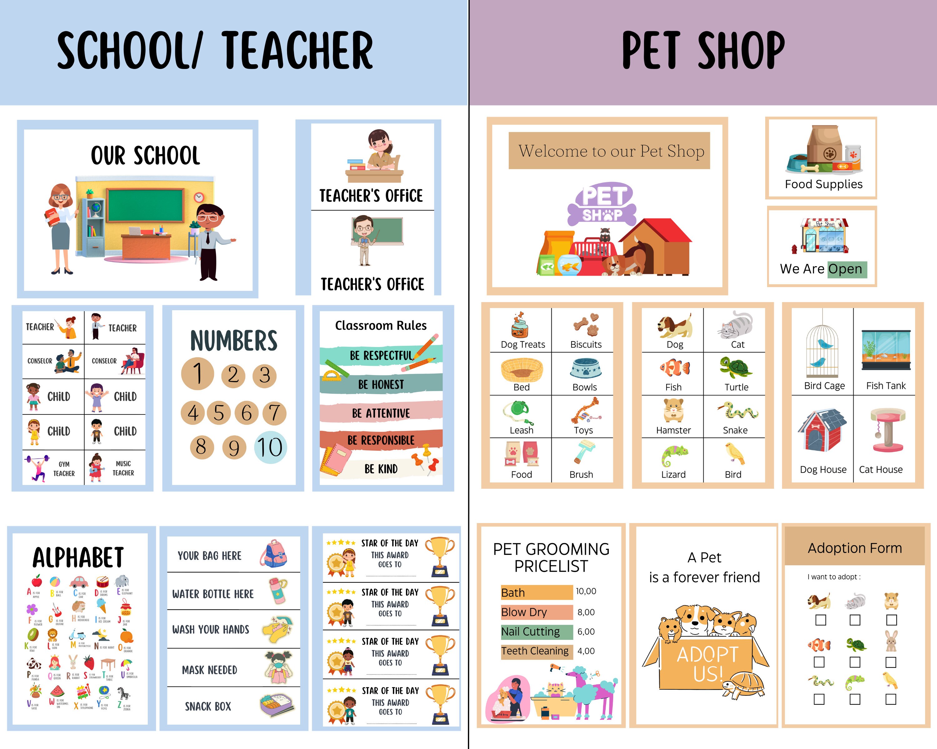 Printable Pretend Play Bundle | 10 Dramatic Play Sets for Kids | Role ...