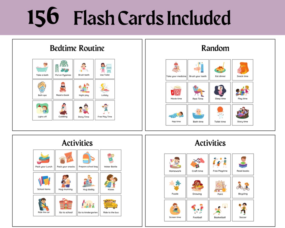 156 Picture Routine Cards for Kids 4 Routine Chart ,visual Schedule ...