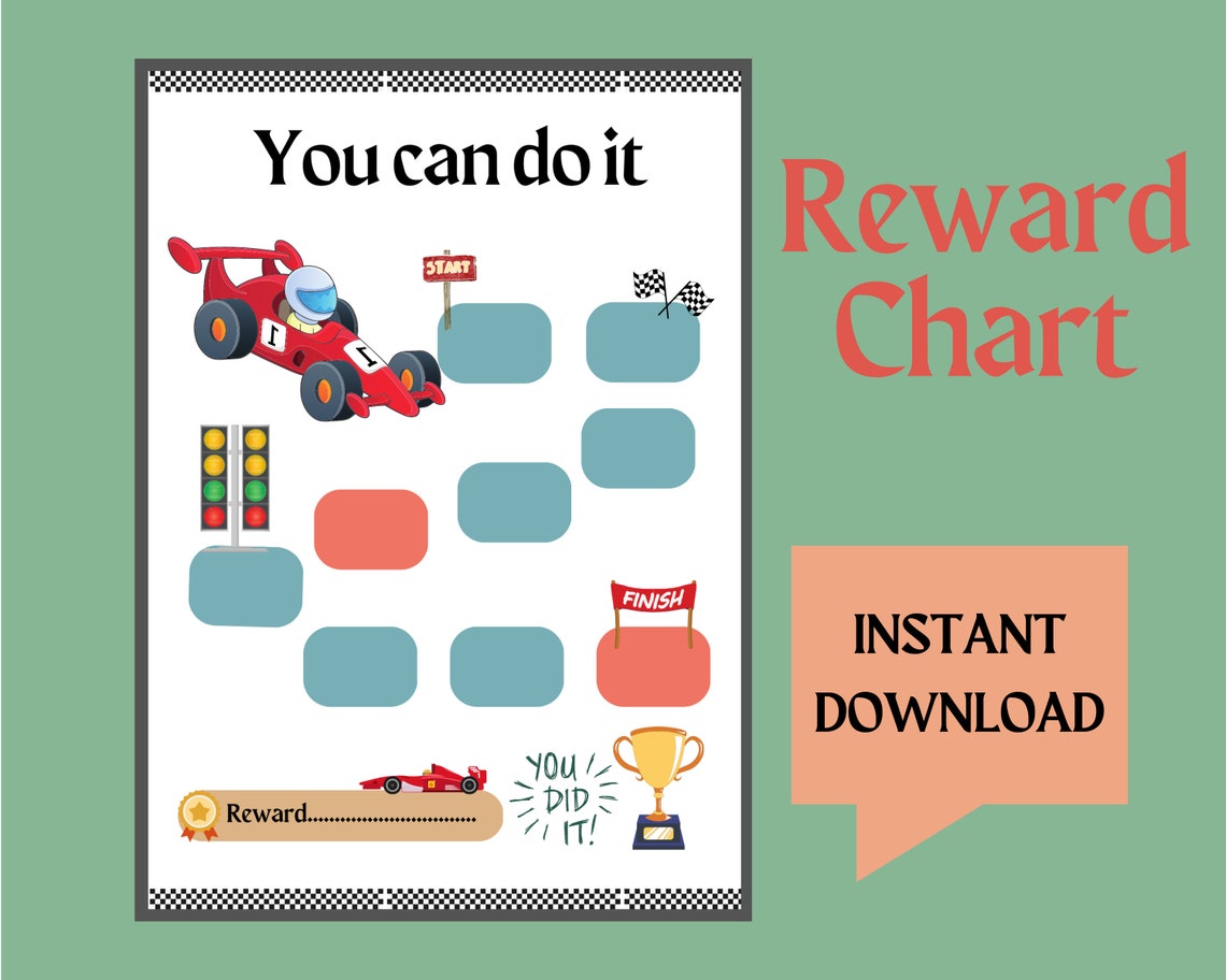 Printable Racing Car Reward Chart, Cars Kids Behavior Chart, Chore ...