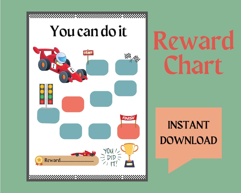 Printable Racing Car Reward Chart, Cars Kids Behavior Chart, Chore ...