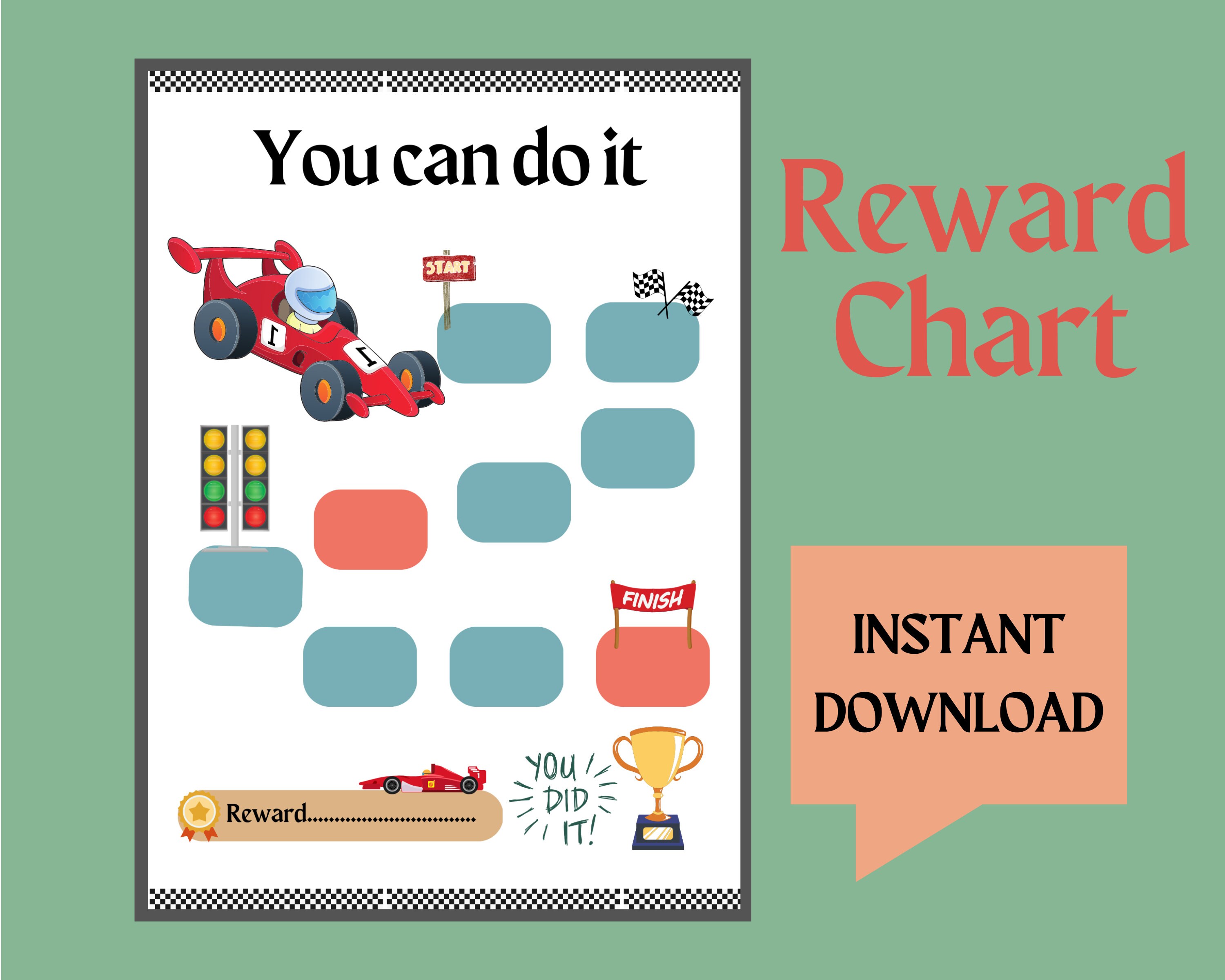 Printable Racing Car Reward Chart, Cars Kids Behavior Chart, Chore ...