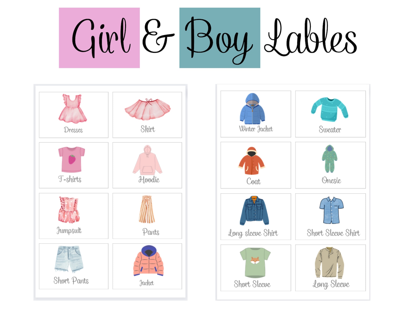 Printable Kids Clothing Dresser Drawers Closet Storage Labels Trofast ...