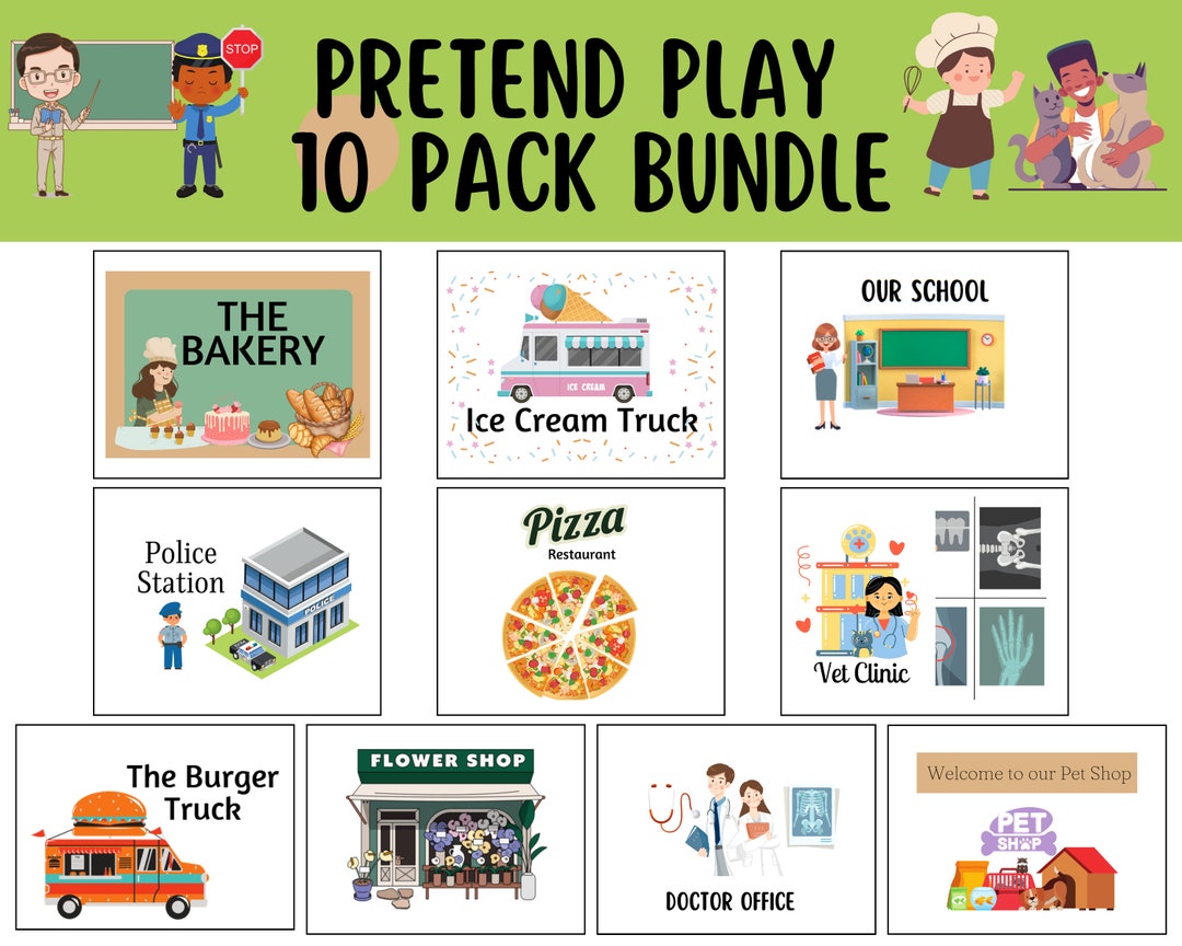 Printable Pretend Play Bundle | 10 Dramatic Play Sets for Kids | Role ...