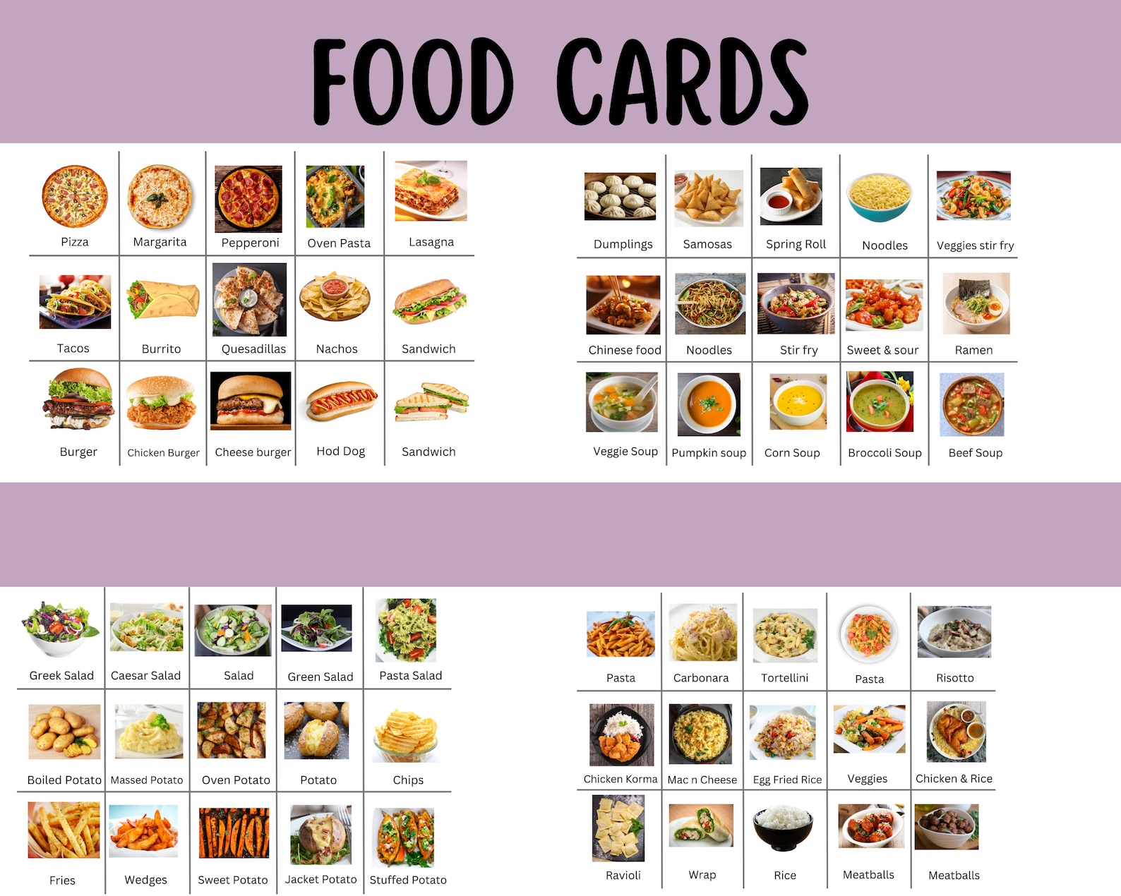 225 Printable Food Images for Kids | Meal Planning Boards | Fun ...