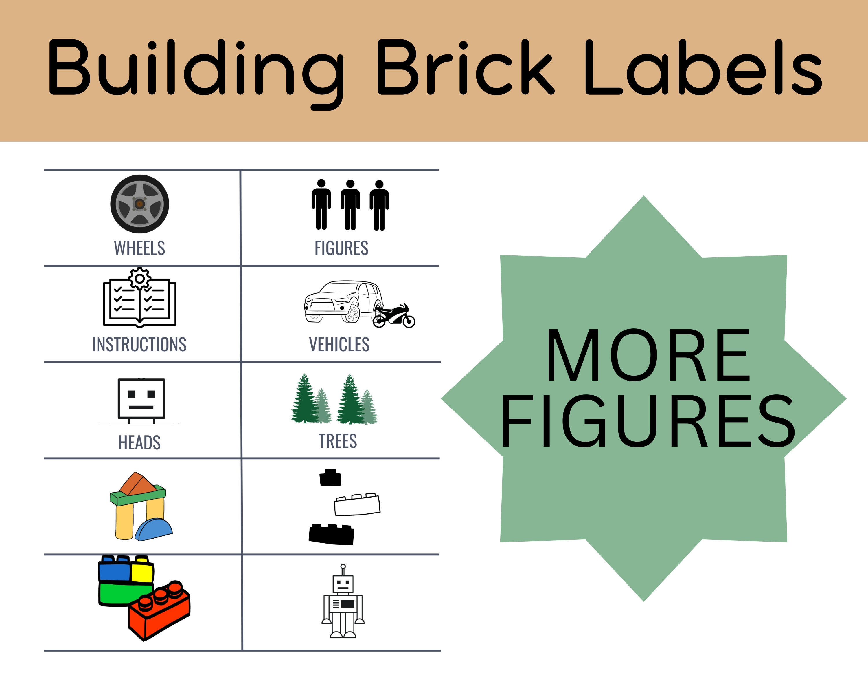 Kids Toy Organizing | Building Brick Storage Labels| Playroom Storage ...